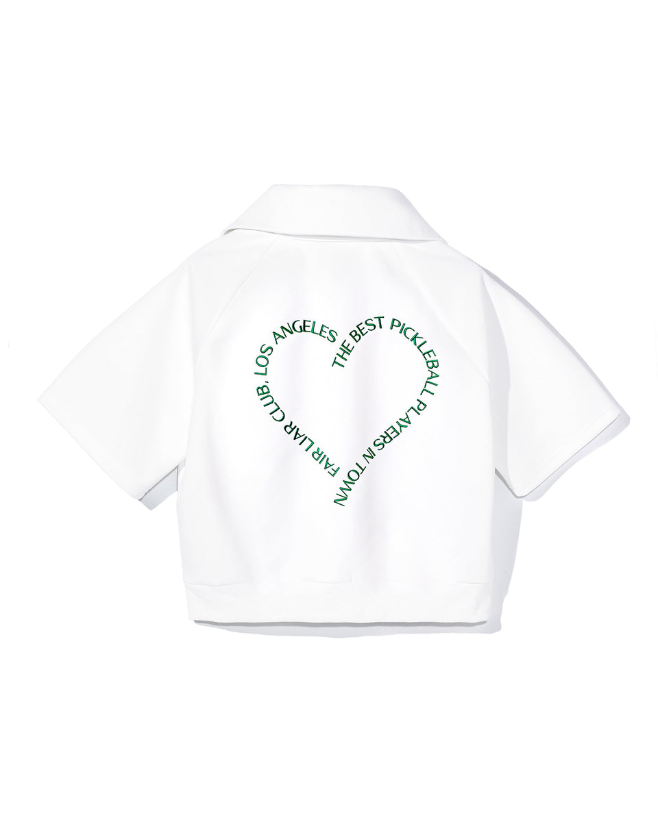 [Fair Liar Club] HEART LOGO HALF ZIP PULLOVER - White – Fairliar USA