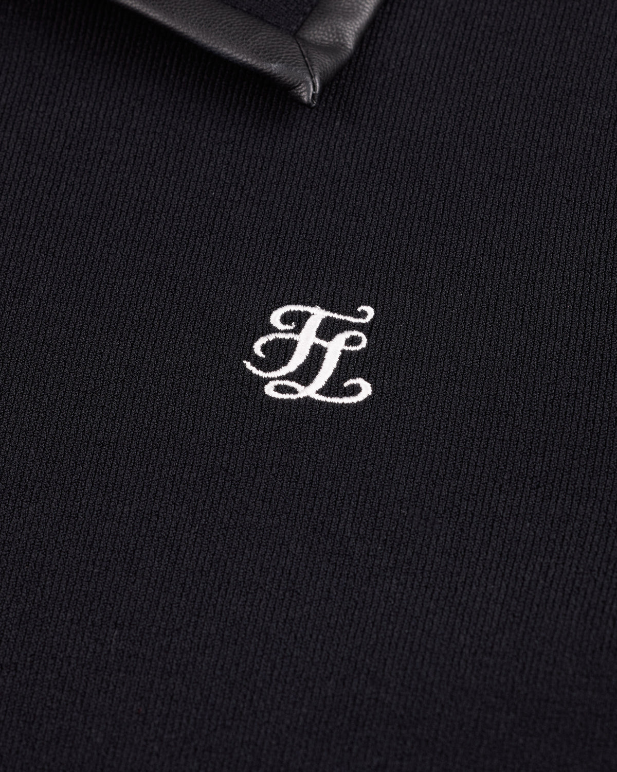 Leather Color Combination Collar Knit - Black – Fairliar USA