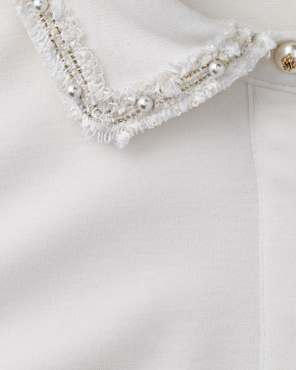 Tweed color scheme collar T-shirt - Cream – Fairliar USA