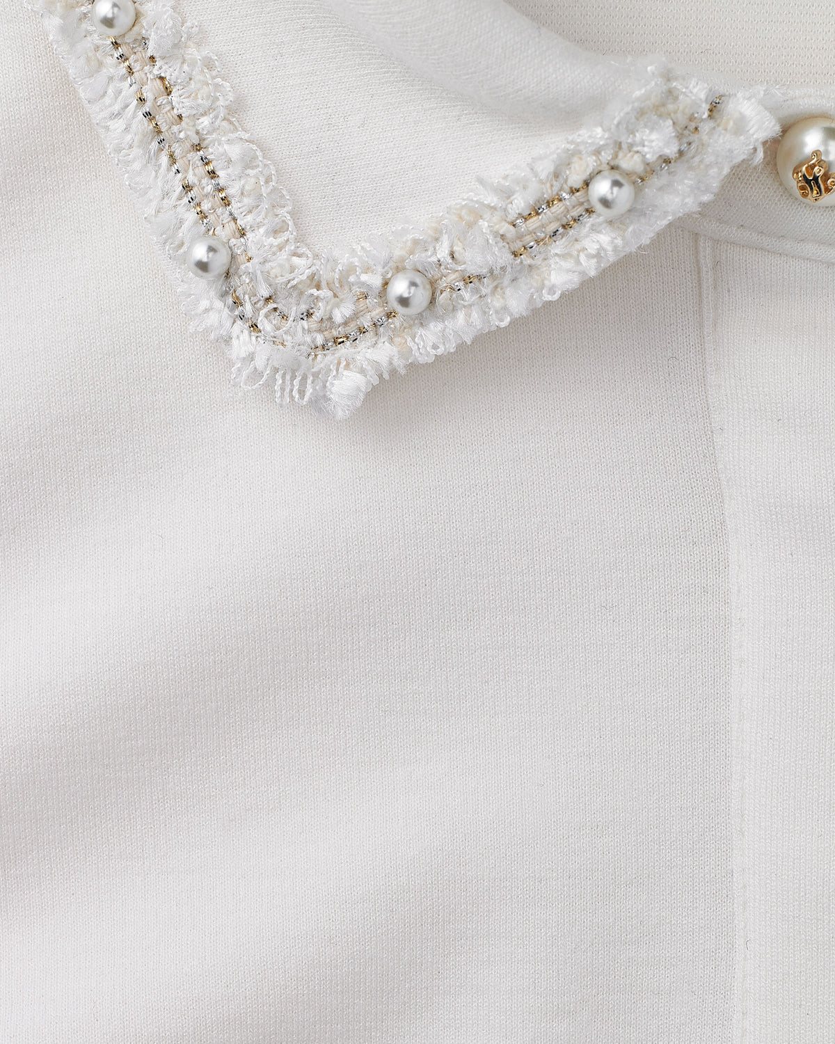 Tweed color scheme collar T-shirt - Cream – Fairliar USA