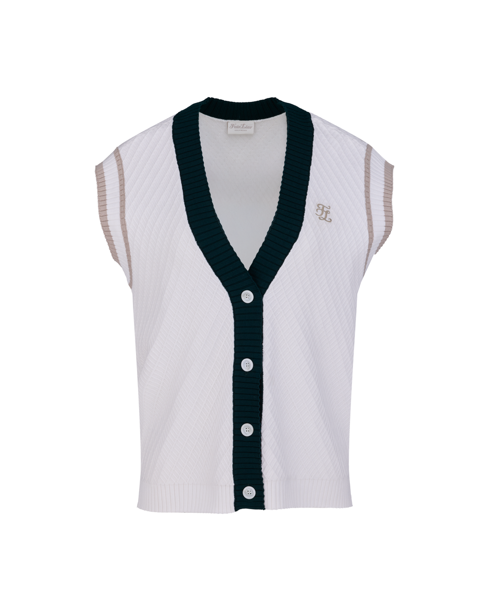 Color Scheme V-neck vest - White – Fairliar USA